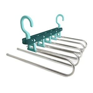 5 Tier Multi-Functional Space Saving Pants Hangers for Hanging Pants, Scarfs, Belts, Shirts, Etc. (Multiple Colors) (Blue)