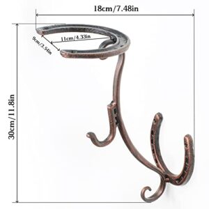 2 PCS Cowboy Hat Rack for Wall, Upgrade Western Cowboy Hat Holder Wall Mount, Rustic Horseshoe Hooks for Hats, Coats and Keys, Classical Heavy-Duty Iron Hat Hanger for Display and Storage