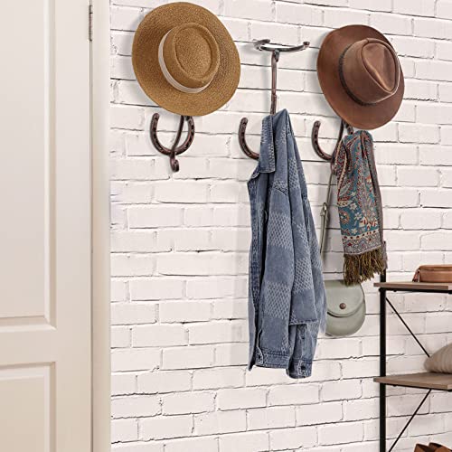 2 PCS Cowboy Hat Rack for Wall, Upgrade Western Cowboy Hat Holder Wall Mount, Rustic Horseshoe Hooks for Hats, Coats and Keys, Classical Heavy-Duty Iron Hat Hanger for Display and Storage