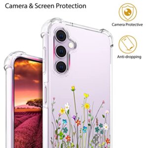 Topgraph Samsung Galaxy S23 Case Floral Flower Clear Cute for Women Girly Designer Girls,Silicone Transparent Phone Case Floral Design Compatible with Samsung Galaxy S23 (Flower Bouquet Wild)