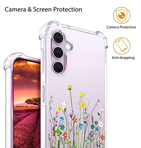 Topgraph Samsung Galaxy S23 Case Floral Flower Clear Cute for Women Girly Designer Girls,Silicone Transparent Phone Case Floral Design Compatible with Samsung Galaxy S23 (Flower Bouquet Wild)