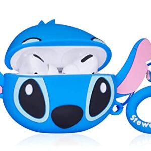 Cute Stitch Case for Airpod Pro/Pro 2 Gen Cases 2022, Funny 3D Cartoon Kawaii Air pods Pro Silicone Cases Stitch Design for Apple AirPods Pro with Keychain for Boys Girls Kids Teen, Blue Stitch