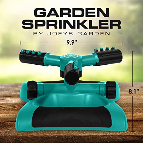 Joeys Rotating Garden Sprinkler for Large Area Coverage, Lawn and Yard Sprinklers