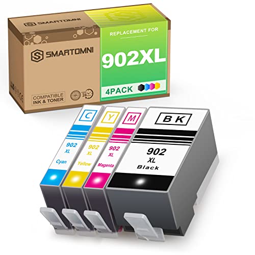 S SMARTOMNI 902XL 902 Compatible Ink Cartridge Replacement for HP 902XL (4 Pack), for use with HP OfficeJet 6958 6960 6961 6963 6964 6966 Pro 6968 6970 6971 6978 6979 (New Version)