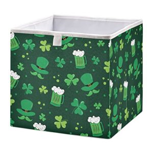 kigai st patricks day shamrock beer cube storage bins - 11x11x11 in large foldable storage basket fabric storage baskes organizer for toys, books, shelves, closet, home decor