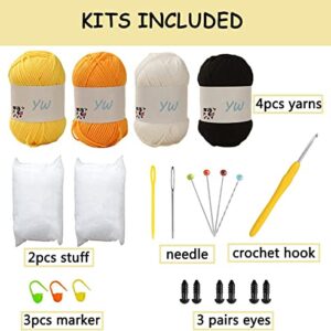 3 Pattern Crochet Kits - Crochet 3 Different Patterns Sets for Beginners/Experts - Rabbit, Chicken, Bee for Adult Starters, Kids, Includes Enough Yarns, Hook, Accessories