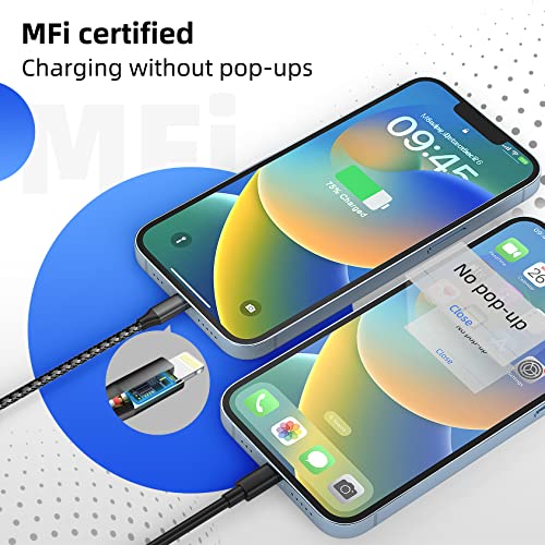 iPhone Charger 4 Pack 6 ft MFi Certified Lightning Cable Nylon Braided Cable iPhone Charger Fast Charging Cord Compatible with iPhone 14 13 12 11 Pro Max XR XS X 8 7 6 Plus and More