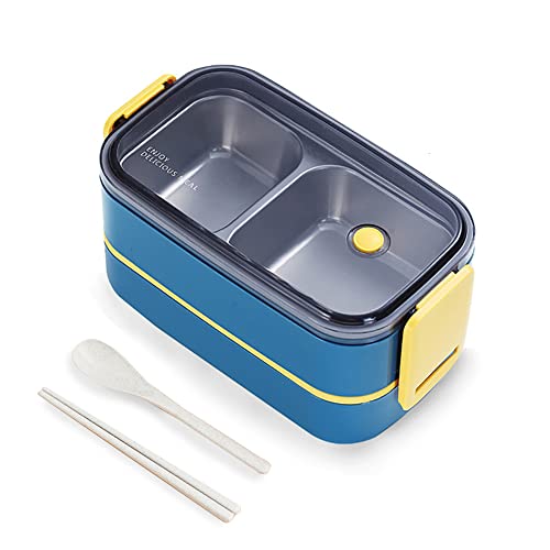 Aroplor Stainless Steel 2 Layer Bento Box Adult Lunch Box Portable Lunch Box Container-Salad Lunch Containers for Adults Japanese Leakproof Lunch Box Divided Food Meal Storage Containers Set