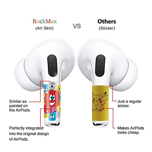 ROCKMAX Luminous AirPod Pro Skins, AirPods Pro 2 Sticker Glow in The Dark, AirPods Skin Wraps Decoration with Easy Installation Tool (208YG)