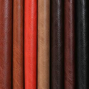 Osunnus Crazy Horse Vegan Faux Leather Fabric by The Yard 55" Wide 1.25mm Thick Synthetic PU Faux Leather Sheets for DIY Crafts Furniture Cover Auto Marine Upholstery, Brown