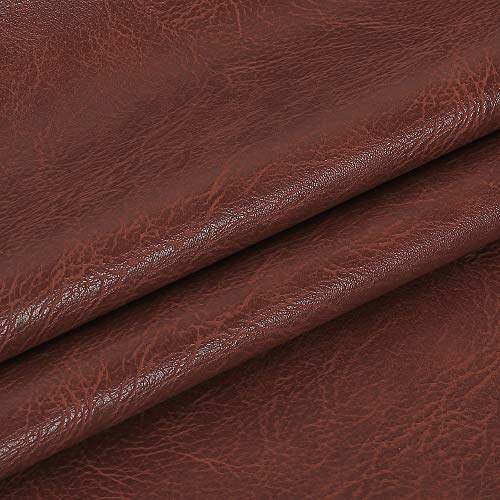 Osunnus Crazy Horse Vegan Faux Leather Fabric by The Yard 55" Wide 1.25mm Thick Synthetic PU Faux Leather Sheets for DIY Crafts Furniture Cover Auto Marine Upholstery, Brown