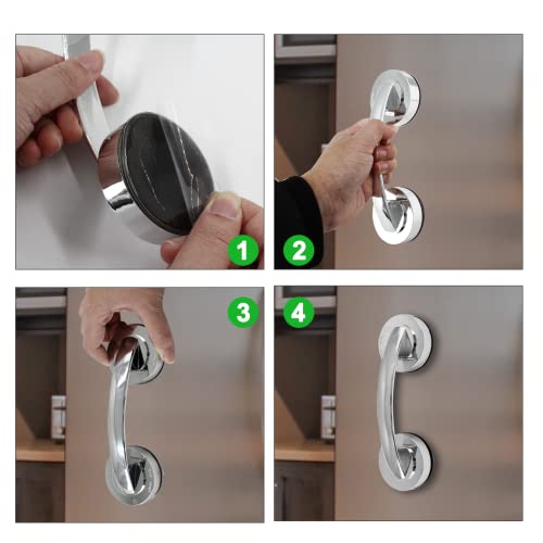 Unlorspy Large Suction Cup Glass Door Handle,Fridge Suction Handle 194mm/7.64" Powerful Suction Cup Non-Marking Handles Glass Door and Window Handles (White Large, Non-Porous)