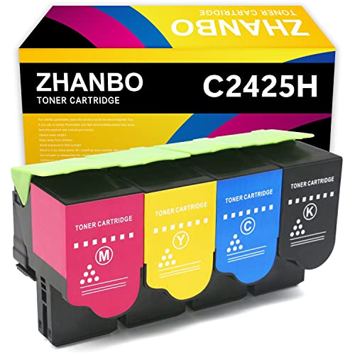 ZHANBO Remanufactured C2425 C2325 C2535 MC2325 MC2425 MC2535 MC2640 Toner Cartridge High Yield 3,000 Pages Replacement for Lexmark C231HK0 C231HC0 C231HM0 C231HY0(4Pack)