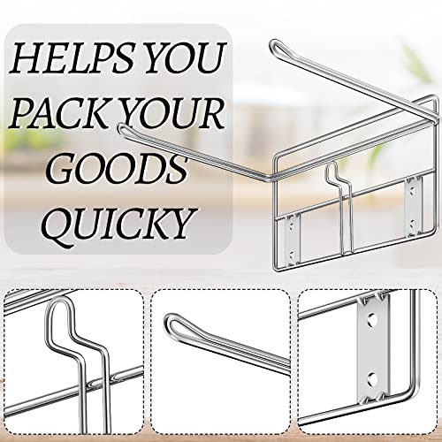 2 Pcs Hanging Plastic Bag Holder Garbage Trash Bag Holder Stainless Steel Grocery Bag Holder T Shirt Bag Holder Rack T Shirt Bag Rack Wall for Cabinet Kitchen Door Restaurant Business Checkout Counter