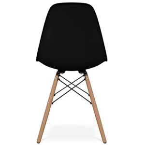 MAKLAINE 17.5 inches Plastic and Beech Wood Dining Chair in Black