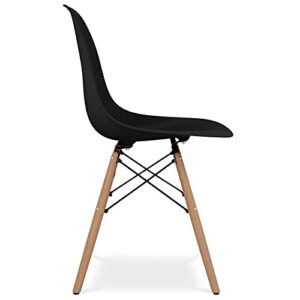 MAKLAINE 17.5 inches Plastic and Beech Wood Dining Chair in Black