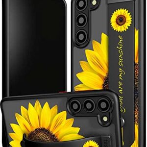 Cisland Samsung Galaxy A14 Case Sunflower Flower Floral Cute with Strap Stand Finger Kickstand, Cute Case for Women Girly Designer for Girls Aesthetic Silicone Compatible with Samsung Galaxy A14 5g