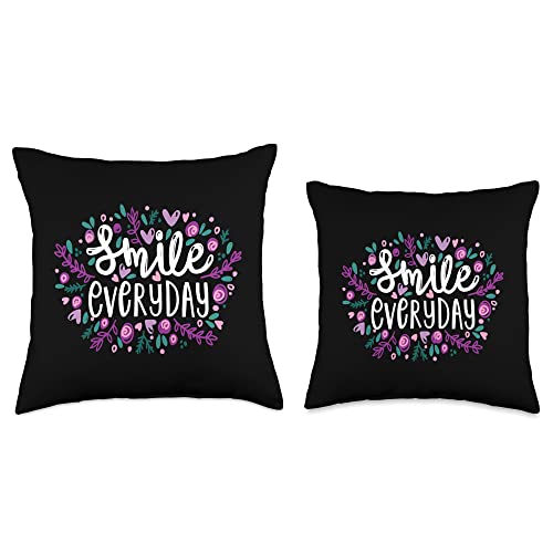 Smile Everyday Cute and Motivating Smiling is Beauty Design Throw Pillow, 18x18, Multicolor