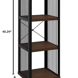 ClosetMaid 3-Cube Storage Organizer Bookshelf, Storage Shelf, Metal Frame, Wood Shelves, Easy Assembly, Black/Apple Walnut