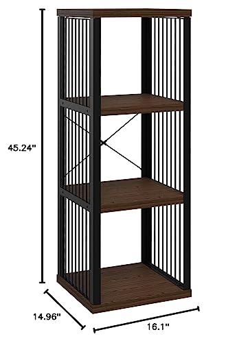 ClosetMaid 3-Cube Storage Organizer Bookshelf, Storage Shelf, Metal Frame, Wood Shelves, Easy Assembly, Black/Apple Walnut