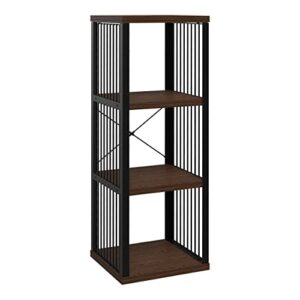 closetmaid 3-cube storage organizer bookshelf, storage shelf, metal frame, wood shelves, easy assembly, black/apple walnut