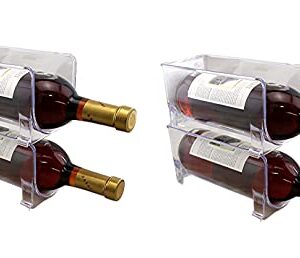 Dependable Industries Set of 4 Stackable Countertop Horizontal Fridge and Freezer Wine Bottle Holder Home Dining Room and Kitchen Storage BPA Free Plastic