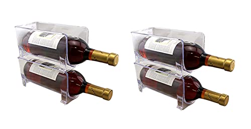 Dependable Industries Set of 4 Stackable Countertop Horizontal Fridge and Freezer Wine Bottle Holder Home Dining Room and Kitchen Storage BPA Free Plastic