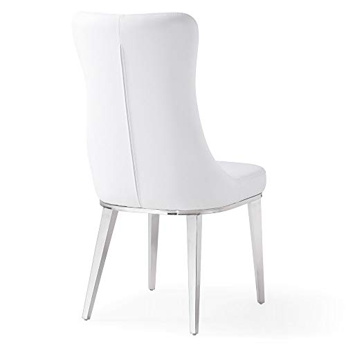 Zuri Furniture Modern Norma Dining Chair - White with Polished Stainless Steel Base