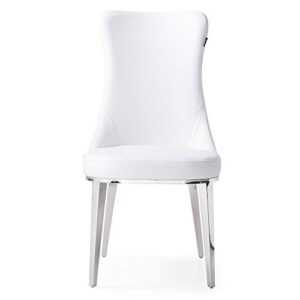 Zuri Furniture Modern Norma Dining Chair - White with Polished Stainless Steel Base