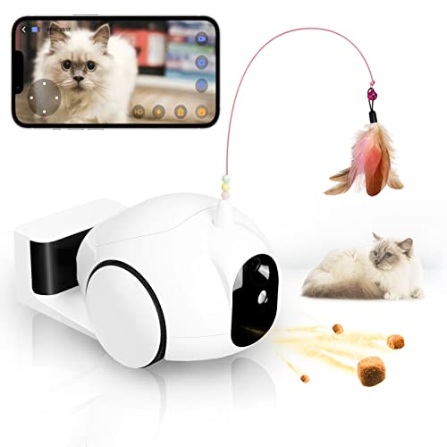 pumpkii Pet Camera for Dog and Cat, Self-Charging Smart Pet Treat Dispenser Robot, Automatic Cat Feeders, Moving Home Security Camera Night Vision