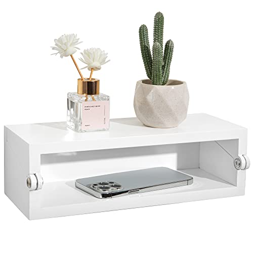 SUMGAR Modern 𝙁𝙡𝙤𝙖𝙩𝙞𝙣𝙜 𝙎𝙝𝙚𝙡𝙛 Wall Shelf Romantic and Cute Metal Decorative Storage Design 𝙁𝙡𝙤𝙖𝙩𝙞𝙣𝙜 𝙉𝙞𝙜𝙝𝙩𝙨𝙩𝙖𝙣𝙙 for Living Room Bathroom Bedroom Gifts (White)