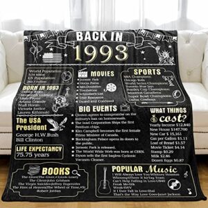 30th Birthday Blanket Gift for Women or Men, 30 Years Old 1993 Anniversary Weeding Gift for Wife Husband Mom Dad, Back in 1993 Flannel Fleece Soft Throw Blanket