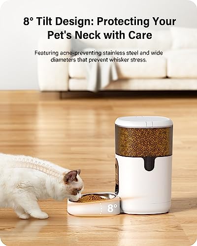 Hicreate Automatic Cat Feeder with Camera, Night Vision, 1080P HD Video & WiFi APP Control Automatic Cat Food Dispenser, 4L Dry Food Feeder for Cats and Dogs, Set up to 8 Meals, Timer, Sound Alerts