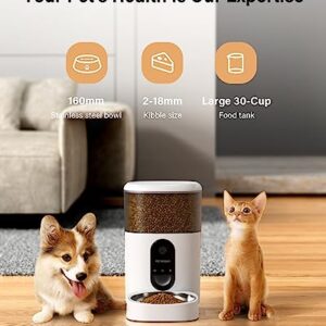 Hicreate Automatic Cat Feeder with Camera, Night Vision, 1080P HD Video & WiFi APP Control Automatic Cat Food Dispenser, 4L Dry Food Feeder for Cats and Dogs, Set up to 8 Meals, Timer, Sound Alerts