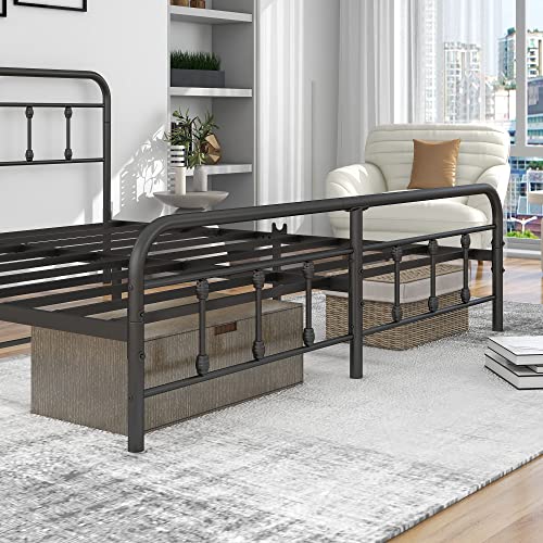 DUMEE King Size Bed Frame and Headboard with Footboard, Metal Bed Frame King with Storage Under Bed, No Box Spring Needed, Enhanced Slats and Legs, Black