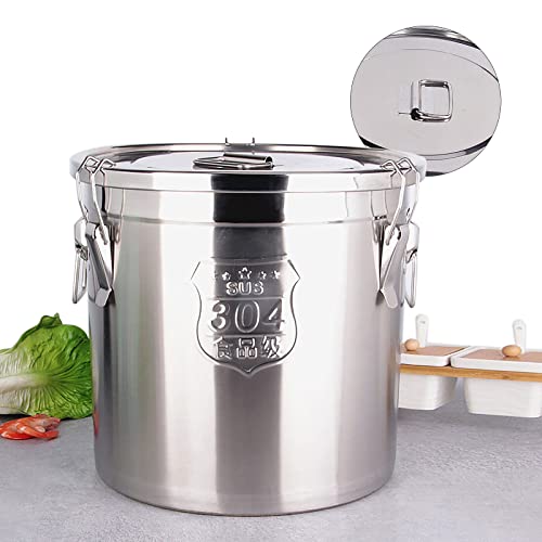 Titunjian Stainless Steel Containers With Lids Kitchen Canisters Rice Cereal Grain Coffee Bean Container Oil Milk Storage Bucket Sealed Food Storage Canisters (12L)