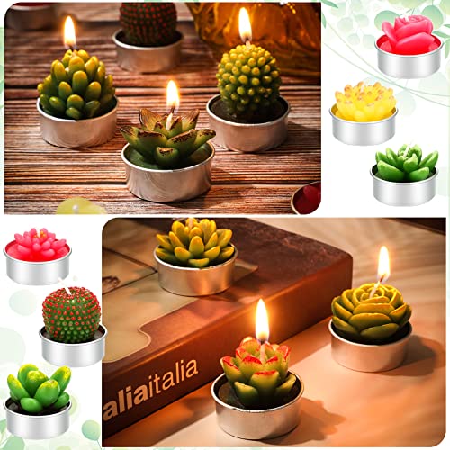 48 Pieces Succulent Cactus Candles Cactus Tealight Candles Decorative Shaped Candles for Birthday Wedding Spa Home Decoration Anniversary Festival Party Favors Props Housewarming Gifts