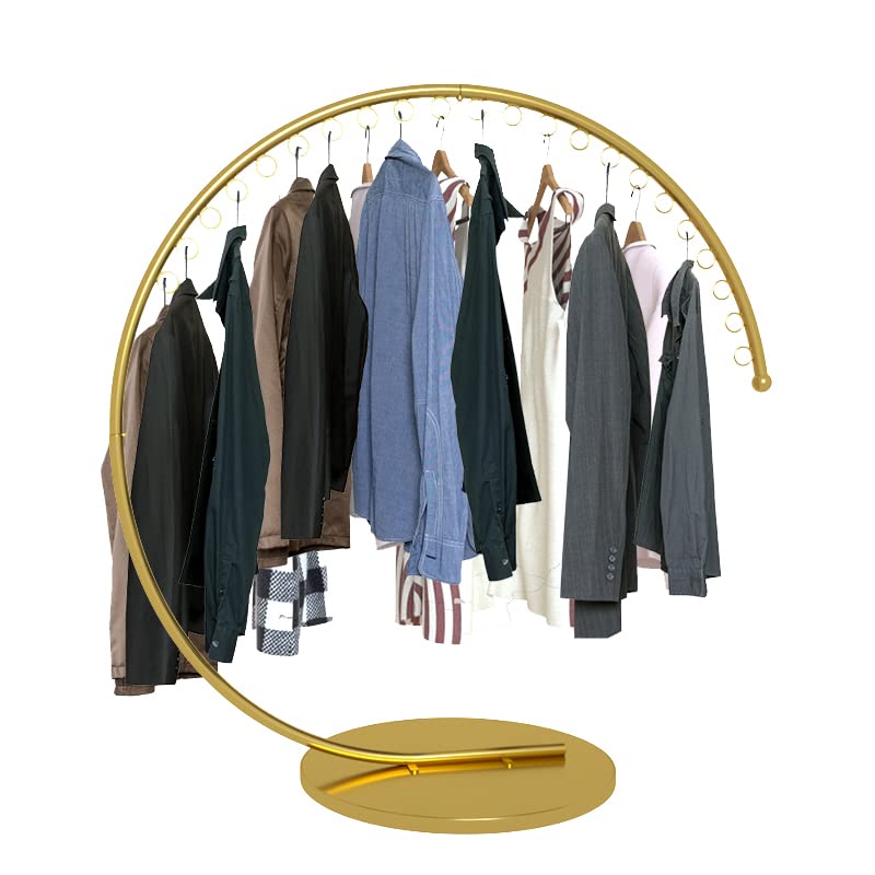 HIYOUGO Heavy Duty Portable Clothing Rack - Commercial Grade Metal Garment Rack with Stable Base for Hanging Clothes, Round C-Style Rack for Boutiques and Clothing Displays