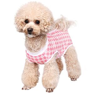 etdane recovery suit for dog cat after surgery dog surgical recovery onesie female male pet bodysuit dog cone alternative abdominal wounds protector pink plaid/hear/x-small