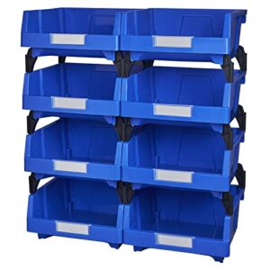 aercana tool organizer bins parts storage rack large stackable storage bins garage storage bins (blue, pack of 8)