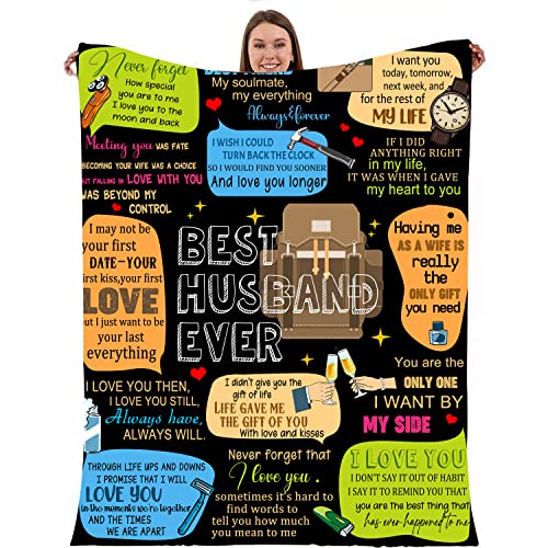 tgruihm Gifts for Husband, Husband Gifts from Wife, Funny Husband Blanket, Husband Birthday Gift Ideas, for Husband Super Soft Cozy Flannel Throw Blanket 50"x 60"