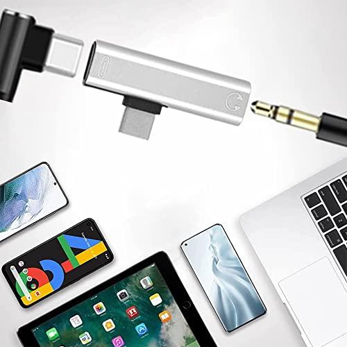 USB c to 3.5mm Audio Adapter Jack Headphone Adapter Dongle Dual Adaptor 2 in 1 to Aux Adapter Compatible with Huawei P40 P30 Pro P20 MatePad Pro 5G Note 20 Pixel 6/5/3/4 XL