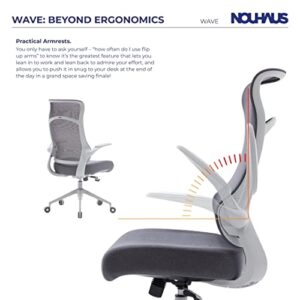 Nouhaus Wave Ergonomic Office Chair. Rolling Mesh Office Chair with Lumbar Support and Adjustable Arms. Comfortable Computer Chair, Home Office Desk Chairs, Task Chair or Gamer Chair (Grey)