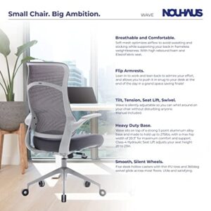 Nouhaus Wave Ergonomic Office Chair. Rolling Mesh Office Chair with Lumbar Support and Adjustable Arms. Comfortable Computer Chair, Home Office Desk Chairs, Task Chair or Gamer Chair (Grey)