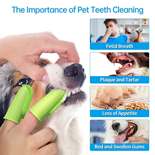 Pijaborg 2 Pack Dog Toothbrush, Finger Toothbrush Kit, 135ºSurround Bristles for Easy Teeth Cleaning, Double-Finger Toothbrush Dental Care for Puppies, Cats and Small Pets