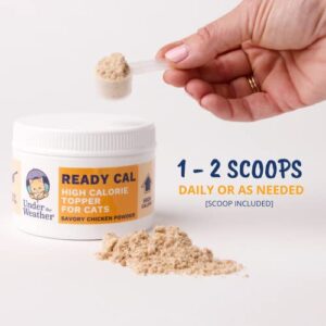 Under the Weather Ready Cal Powder for Cats | High-Calorie, Weight Gainer, Appetite Stimulant, Energy Booster Pet Suppliment | 20 Scoops (Scoop Included)