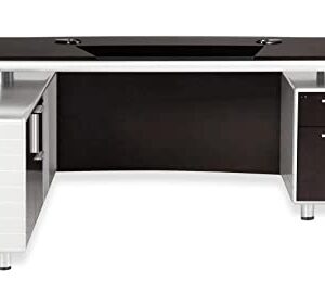 Zuri Furniture 83" Modern Kennedy Executive Dark Wood Desk with Left Return