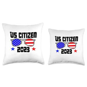 New US Citizen American Immigrant Citizenship Gift US Citizen 2023 USA Flag Proud American Citizenship Gifts Throw Pillow, 16x16, Multicolor