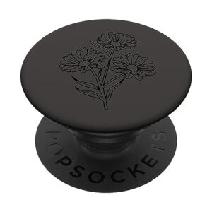 Black Gray Daisy PopSockets Standard PopGrip