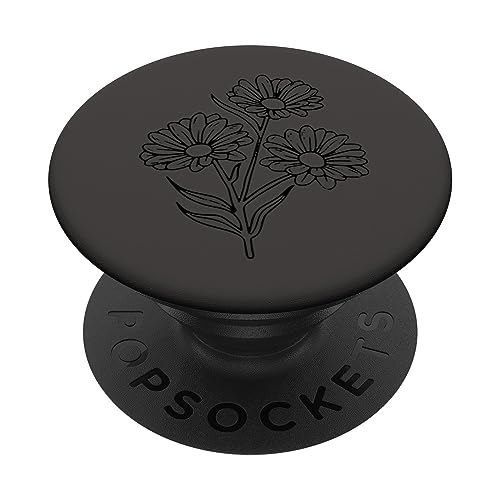 Black Gray Daisy PopSockets Standard PopGrip